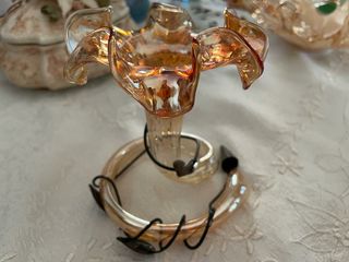 portacandela vetro soffiato murano e bronzo 