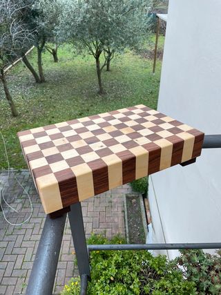 Tagliere battilarda in legno massello a scacchi