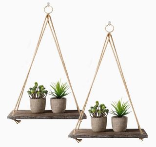 Set di 2 mensole + accessori in stile rustico