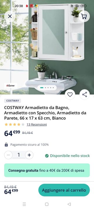 Armadietto da bagno con specchio