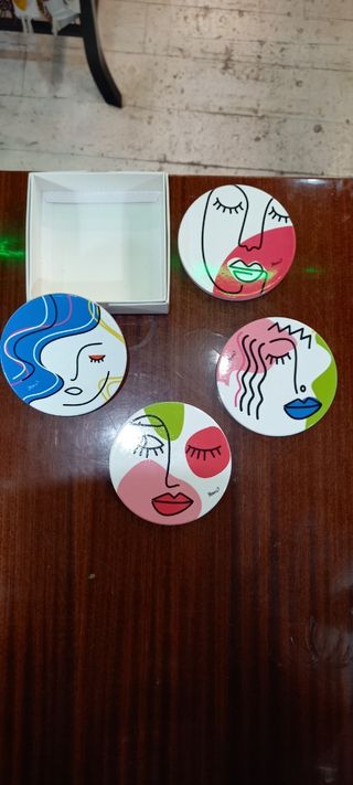 set di 4 sottobicchieri in porcellana