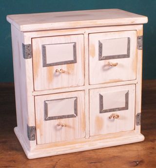 Mini Cassettiera portagioie Bianca Shabby Vintage 