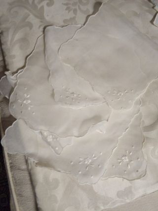 6 Tovaglioli anni '50 in Organza. Ricamati a Mano
