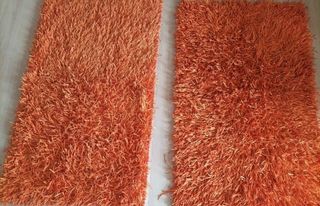 2 Tappeti Arredamento con pelo lungo colore aranci