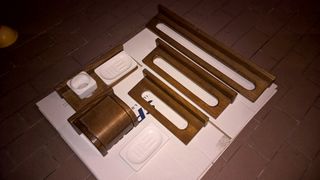set bagno in legno porta asciugamani,sapone 