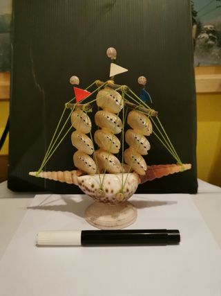 Soprammobile Veliero di conchiglie