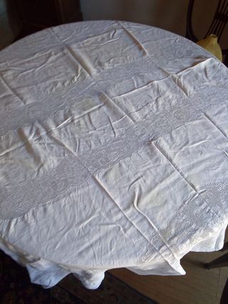 Grande Tovaglia anni '60 in Cotone Ricamato