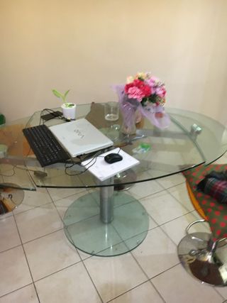 Tavolo cristallo temperato apribile 160x150 chiuso