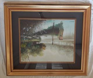 Quadro di Dario Zanardini DAZAN - Fiume con barca