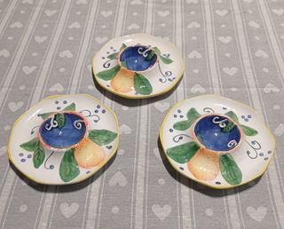 3 portacandele in ceramica