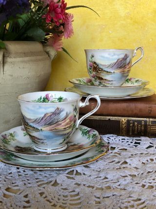 2 set Tazzine Royal Albert Bonnie Banks O'Loch Lom