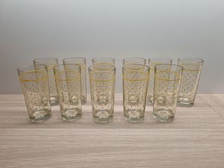 Set 11 Bicchieri D’acqua in Vetro a Pois Gialli