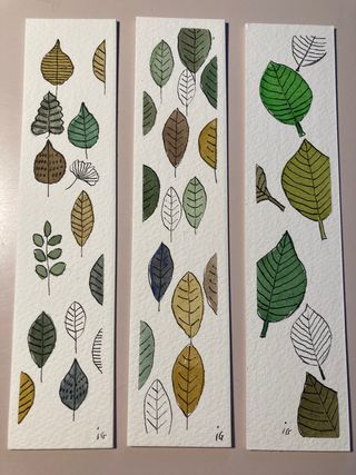 Set 3 segnalibri ad acquerello originali 