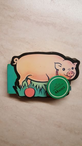 Maialino vintage a magnete con ricette cm.11x7