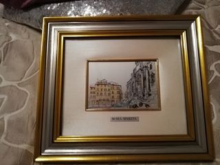 Quadro Roma sparita cornice oro e argento Vintage 