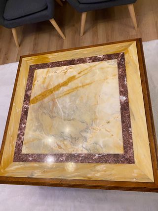 Tavolino antico 1x1 m legno/marmo 