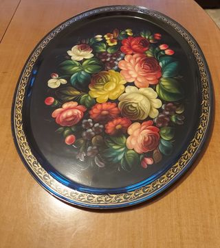 VASSOIO ovale con dipinto fiori 