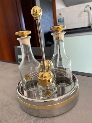 Set oliera acciaio inox e cristallo