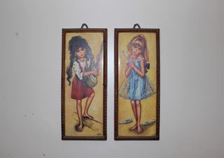 2 quadri stampe vintage con cornice