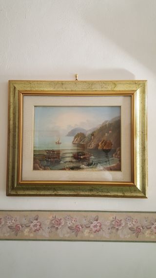 Quadro pittura ad olio con paesaggio cm.61x51