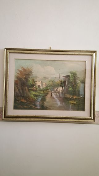 Quadro pittura ad olio paesaggio cm.87x67.5