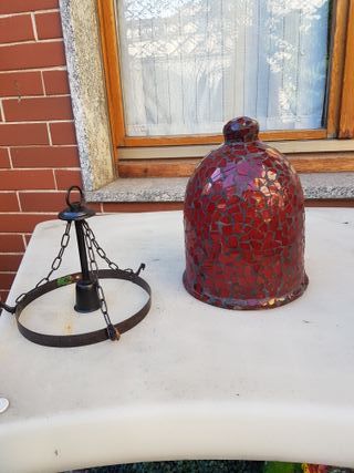 Lampada a campana, lavorata a mosaico di vetro