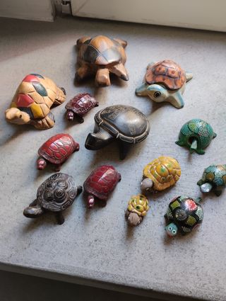 set tartarughe da collezione, materiali diversi