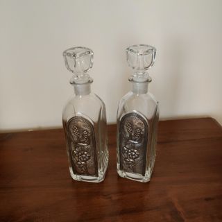 bottiglie cristallo placca argento 