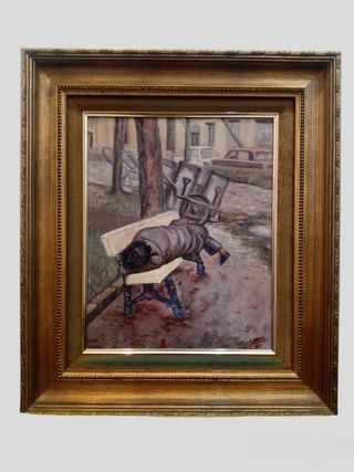 Dipinto Olio su Tela Firmato D'Autore il Povero