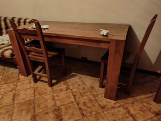console in stile e tavolo in noce massello