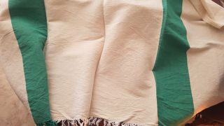 tovaglia cotone pesante panna verde a righe