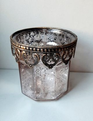 Portacandela in vetro e metallo 