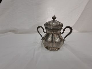 Zuccheriera in peltro fatta a mano