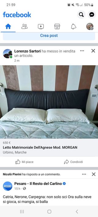 Letto matrimoniale di Dell'Agnese mod. MORGAN