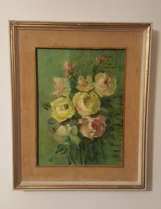 Dipinto olio su tavola ▪ Natura morta con rose 