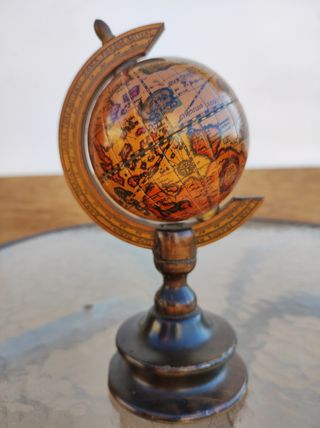 Globo Mappamondo in Legno Vintage Espositore