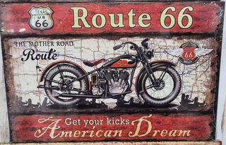 Harley-Davidson Route 66 - 5 Quadri in Legno