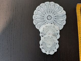 Set 3 centrini, uncinetto 