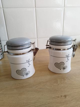 4 barattoli per alimenti in vetro o ceramica