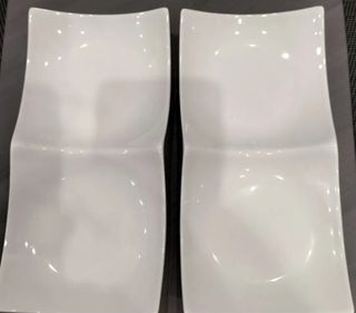 2 Antipastiere rettangolari sagomate porcellana bi