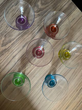 Set coppette colorate, soffiate, 6 pezzi