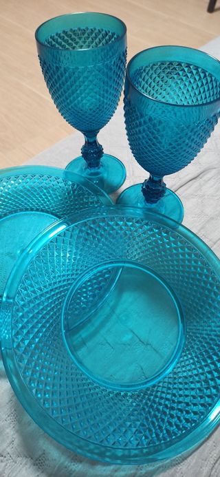 calici e piatti piani in plastica acrilica 