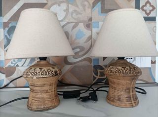 Coppia di abat jour in ceramica