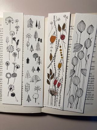 Set 4 segnalibri a china e acquerello 