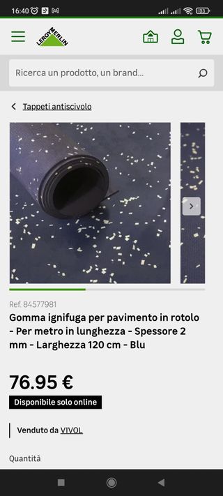 tappeto gomma 3mm IGNIFUGO NUOVO
