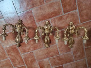 Applique classico in legno color oro 2 luci