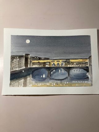 Acquerello originale Firenze Ponte Vecchio 