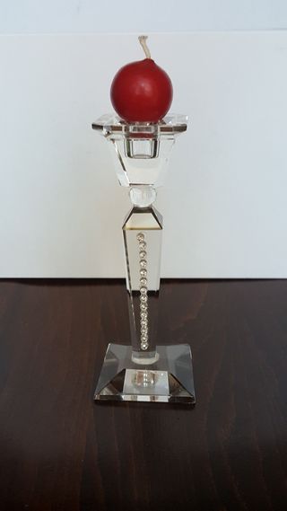 Portacandela in cristallo con brillantini cm.14