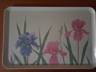 Vassoio bianco fiori plastica dura 30×45