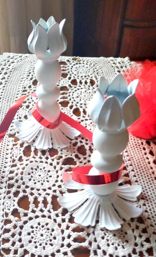 Coppia portacandela bianco #shabby